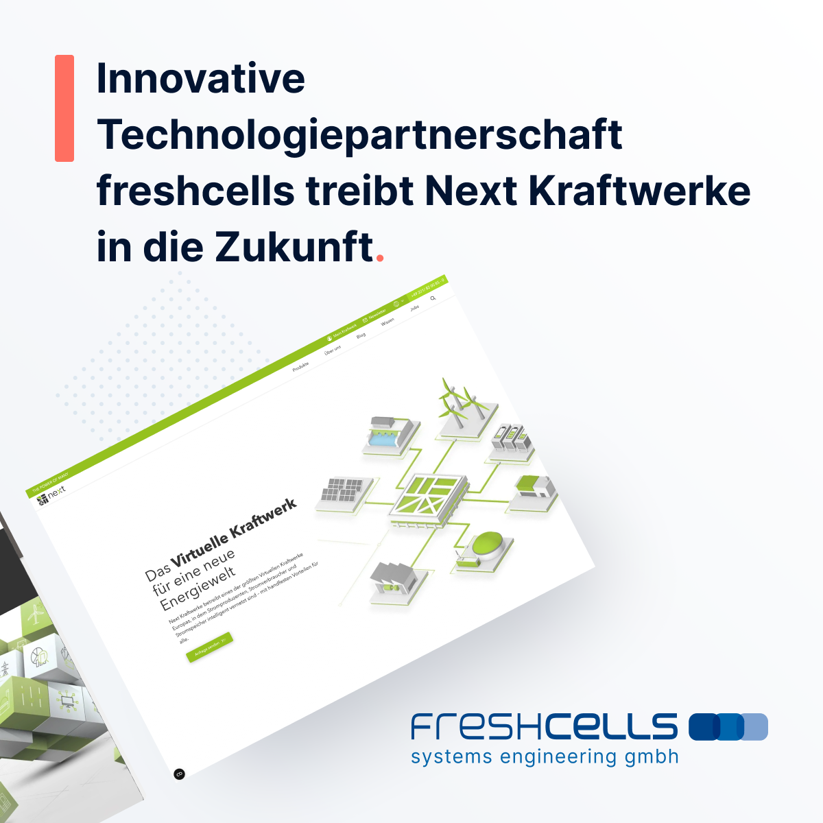 freshcells erstellt hochmodernes Fundament für Website von Next Kraftwerke